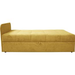 Schlafsofa Alina, B:205cm H:73cm T:91cm, gelb, Struktur fein XBO (100% Polyester), Wohnzimmer, Sofas, "Marla", inkl. Stauraum, Armlehne wahlweise
