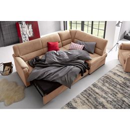 Sit & More Ecksofa SIT & MORE, B:245cm H:89cm T:161cm, braun, NaturLEDER (echtes Rindsleder), Korpus in Kunstleder SOFTLUX;Luxus-Microfaser (90% Polyester, 10%