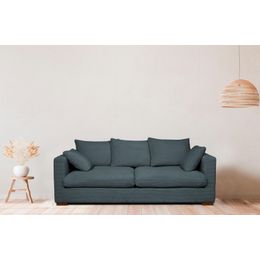 2,5-Sitzer Home Affaire, B:220cm H:80cm T:113cm, grau, 100% PES, Sofas, "Coray", extra weich und kuschelig, F&uuml;llung mit Federn und Daunen
