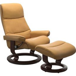 Fu&szlig;hocker stressless, B:57cm H:40cm T:47cm, gelb, Garten, Hocker, "View", mit Classic Base,Gestell Braun