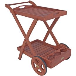 Servierwagen Garden Pleasure, B:88cm H:80cm T:54cm, braun, Küche, Rollwagen, "Toledo", Eukalyptusholz, 88x54 cm, rollbar