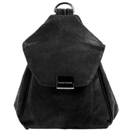 Bruno Banani Cityrucksack, schwarz, Leder, Rindsleder, unifarben, Rucksäcke, echt Leder