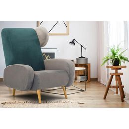 Sessel Home Affaire, B:86cm H:111cm T:100cm, blau, Struktur fein ( 100% Polyester);Samtoptik (100% Polyester), Wohnzimmer, Sessel, "Gox Ohrensessel",