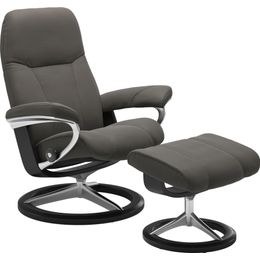 Relaxsessel stressless, B:78cm H:97cm T:70cm, grau, Leder BATICK: BATICK ist ein leicht korrigiertes, durchgefärbtes und genarbtes Möbelleder, bei