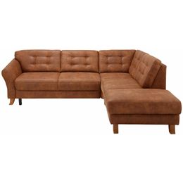 Ecksofa Home Affaire, B:260cm H:89cm T:90cm, braun, Struktur weich ( 97% Polyester, 3% Baumwolle);Luxus-Microfaser ALTARA NUBUCK (100%