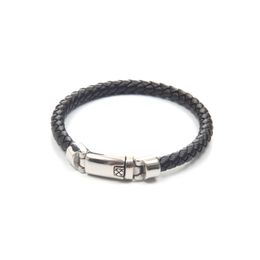 Firetti Herren Lederarmband "im sportlichen Design, geflochten", 22cm, Edelstahl Leder, schwarz, Edelstahl, Leder, Armbänder