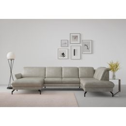 Sit & More Wohnlandschaft SIT & MORE, B:338cm H:84cm T:207cm, grau, Sofas, "Fashion U-Form", wahlweise mit Kopfteilverstellung, Vorziehsitz, motorisch,