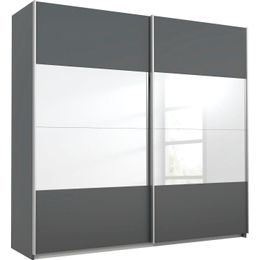 Schwebet&uuml;renschrank Rauch, B:226cm H:210cm T:62cm, grau, Holzwerkstoff, Schr&auml;nke, "Quadra", mit Spiegelelementen