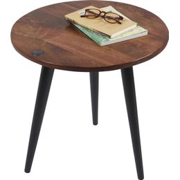 Beistelltisch Tom Tailor HOME, B:60cm H:57cm, schwarz, Wohnzimmer, Tische, "T-WOOD TABLE MEDIUM", Beistelltisch mit Knopfdetail, dunkles Mangoholz