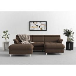 Sit & More Ecksofa SIT & MORE, B:257cm T:166cm, braun, 100% Polyester, Wohnzimmer, Sofas, "Marano L-Form", inklusive Kopfteilverstellung, wahlweise mit