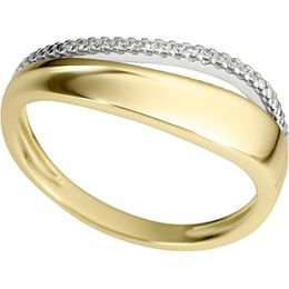 Firetti Damen Diamantring "Schmuck Geschenk Gold 333 Damenring Goldring Fingerring", 16, 0,06 P2 = erkennbare Einschlüsse, Diamanten Gelbgold 333
