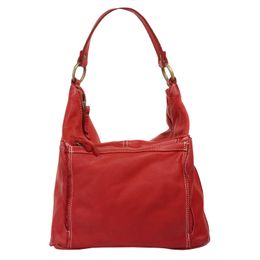 CLUTY Damen Shopper, rot, Leder, leicht glänzend, unifarben, Taschen, echt Leder, Made in Italy