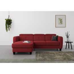 Sit & More Ecksofa SIT & MORE, B:247cm H:85cm T:170cm, rot, Wohnzimmer, Sofas, "Belluci L-Form", inklusive Federkern, wahlweise mit Bettfunktion und Bettkasten