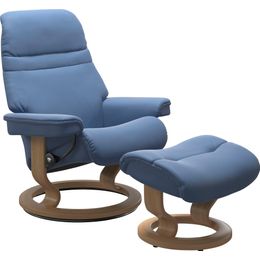 Relaxsessel stressless, B:79cm H:103cm T:73cm, blau, Wohnzimmer, Sessel, "Sunrise", mit Classic Base, Größe M, Gestell Eiche