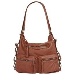 Samantha Look Damen Shopper, braun, Leder, vintage, Taschen, echt Leder, Made in Italy