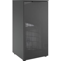 Kommode wimex, B:41cm H:92cm T:41cm, grau, Spanplatte, Sideboards, "Level36 black C by fresh to go", mit Glaselementen auf der Front, soft-close