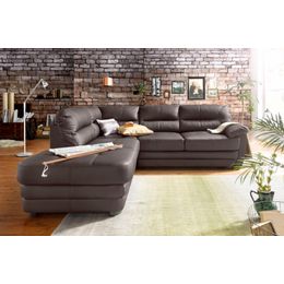 Ecksofa COTTA, B:250cm H:88cm T:234cm, braun, Luxus-Kunstleder, frei im Raum stellbar;Luxus-Microfaser (100% Polyester), frei im Raum