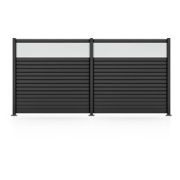STAKET PRO Gartenzaun "Komplettzaun &raquo;Rhombus Mini&laquo; Breite 1800 mm + Fl&auml;chendruck 84", H/L: 180cm x 3,68m, Pfosten: 3 Stk., schwarz, Zaunelemente,