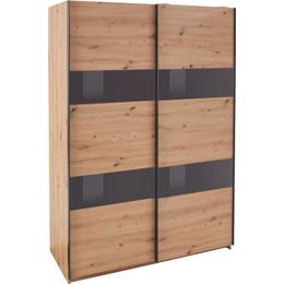 Schwebet&uuml;renschrank wimex, B:135cm H:198cm T:64cm, grau, Spanplatte, Schr&auml;nke, "Altona", mit Glaselementen und zus&auml;tzlichen Einlegeb&ouml;den