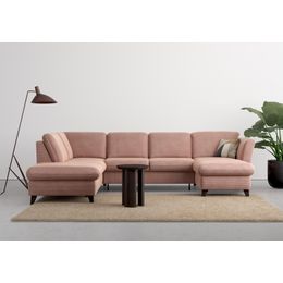 Wohnlandschaft Home Affaire, B:307cm H:86cm T:213cm, rosa, 95% Polyester, 5% Polyamid, Sofas, "Trelleborg U-Form", wahlweise mit Bettfunktion und