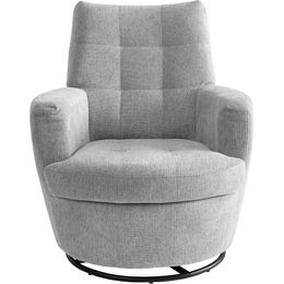 Drehsessel Alina, B:80cm H:93cm T:92cm, grau, Chenille GFS (100% Polyester), Sessel, "Yuri", mit Dreh und Wippfunktion, passend zu Hocker Yuri