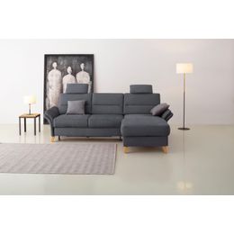 Ecksofa Home Affaire, B:252cm H:90cm T:162cm, grau, 100% Polyester, Wohnzimmer, Sofas, "Westerland L-Form", Federkern-Polsterung, wahlweise mit