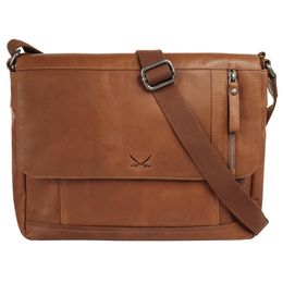 Sansibar Damen Messenger Bag, braun, Leder, leicht glänzend, unifarben, Taschen, echt Leder