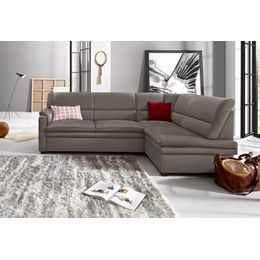 Sit & More Ecksofa SIT & MORE, B:245cm H:89cm T:161cm, grau, NaturLEDER (echtes Rindsleder), Korpus in Kunstleder SOFTLUX;Luxus-Microfaser (90% Polyester, 10%