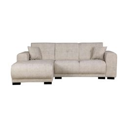 Ecksofa Home Affaire, B:234cm H:85cm T:163cm, beige, 100% Polyester, Wohnzimmer, Sofas, "Langeland L-Form", incl. 2 Zierkissen, Recamiere wahlweise
