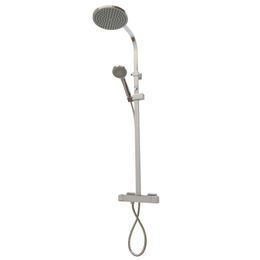 Duschsystem ADOB, H:110cm T:20cm, silber, Brausegarnituren, "Lanzarote", mit Thermostat