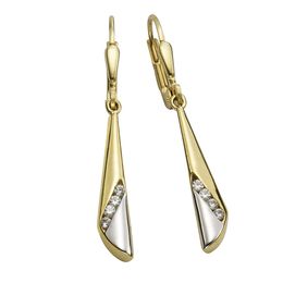 Vivance Damen Paar Ohrh&auml;nger "333 Gold zweifarbig 8x Zirkonia wei&szlig;", one-size, Gold, gelb, Gold, Ohrringe