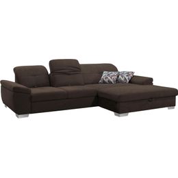 Ecksofa Alina, B:300cm H:91cm T:199cm, braun, Struktur weich (100% Polyester), Wohnzimmer, Sofas, "Tessa", inkl. Sitztiefenverstellung, wahlweise mit