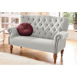 Chesterfield-Sofa Home Affaire, B:138cm H:93cm T:84cm, beige, Luxus-Microfaser Lederoptik (100% Polyester);Struktur fein (100% Polyester), Sofas,