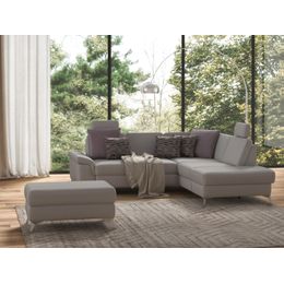 Sit & More Ecksofa SIT & MORE, B:276cm H:89cm T:228cm, silber, Wohnzimmer, Sofas, "Padua L-Form", inklusive Sitztiefenverstellung, Armteilfunktion und Federkern