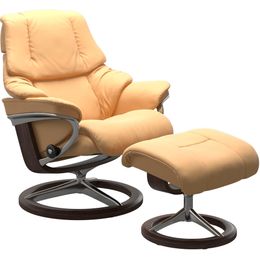 Fu&szlig;hocker stressless, B:55cm H:43cm T:41cm, gelb, Garten, Hocker, "Reno", mit Signature Base, Gestell Wenge