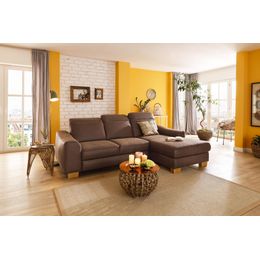 Ecksofa Home Affaire, B:264cm H:86cm T:170cm, braun, Luxus-Microfaser Florence (100% Polyester);Struktur fein (100% Polyester);Luxus-Microfaser