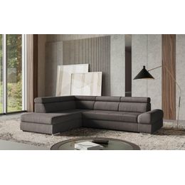 Sit & More Ecksofa SIT & MORE, B:270cm H:79cm T:213cm, grau, 100% Polyester, Wohnzimmer, Sofas, "Broadway L-Form", mit verstellbaren Kopfteilen, wahlweise mit