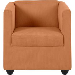 Sessel, B:72cm H:71cm T:75cm, orange, LOOKS by Wolfgang Joop, Cord (92% Polyester, 8% Polyacryl);Luxus_Microfaser mit Druck (100%