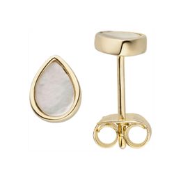 Jobo Damen Paar Ohrstecker, Silber 925 (Sterlingsilber), gold, Silber 925 (Sterlingsilber), Ohrringe, 925 Silber vergoldet mit Perlmutt-Tropfen