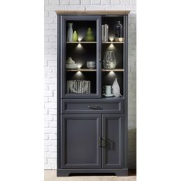 Vitrine Innostyle, B:93cm H:204cm T:42cm, grau, Glas, Holzwerkstoff, MDF, Wohnzimmer, Schränke, "Jasmin", inklusive Beleuchtung