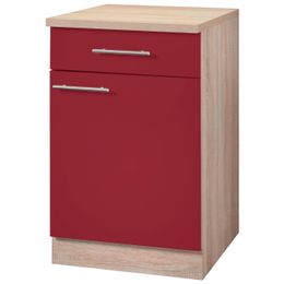 Wiho-K&uuml;chen Unterschrank WIHO K&Uuml;CHEN, B:50cm H:85cm T:60cm, rot, K&uuml;che, Schr&auml;nke, "Montana", 50 cm breit
