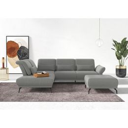 Ecksofa Inosign, B:294cm H:88cm T:242cm, silber, 100% Polyester, Wohnzimmer, Sofas, "Coco L-Form", Sitztiefen-, Arm- und Kopfteilverstellung,