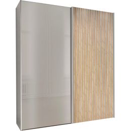 Schwebet&uuml;renschrank Wiemann, B:197,3cm H:236cm T:67cm, beige, Floatglas, Holzwerkstoff, Schr&auml;nke, "Denver", hochwertige Beschl&auml;ge
