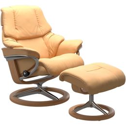 Fu&szlig;hocker stressless, B:55cm H:43cm T:41cm, gelb, Garten, Hocker, "Reno", mit Signature Base, Gestell Eiche