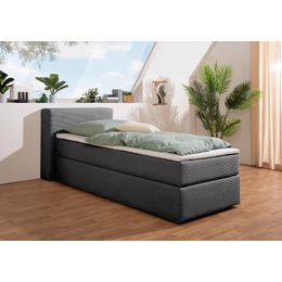 Boxspringbett Andas, B:107cm L:225cm, grau, Komplettbetten, "Åby", In Cord Bezug, wahlweise mit und ohne Matrazte erhältlich