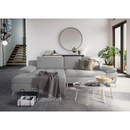 Sit & More Ecksofa SIT & MORE, B:290cm T:163cm, silber, Wohnzimmer, Sofas, "Latigo L-Form", mit Mega-Recamiere, wahlweise mit Bettfunktion und Bettkasten