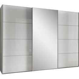 Schwebet&uuml;renschrank Wiemann, B:295,2cm H:236cm T:67cm, grau, Glas, Holzwerkstoff, Schr&auml;nke, "Kos", mit Spiegelt&uuml;r und Schattenfuge
