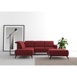 Sit & More Ecksofa SIT & MORE, B:249cm H:84cm T:205cm, rot, Wohnzimmer, Sofas, "Bailando L-Form", wahlweise mit Kopfteilverstellung und Vorziehsitz, motorisch