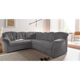 Ecksofa DOMO collection, B:242cm H:84cm T:190cm, grau, Struktur ( 90% Polyester, 10% Polyacryl);Microfaser PRIMABELLE (100% Polyester);Kunstleder