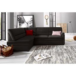 Sit & More Ecksofa SIT & MORE, B:245cm H:89cm T:161cm, schwarz, NaturLEDER (echtes Rindsleder), Korpus in Kunstleder SOFTLUX;Luxus-Microfaser (90% Polyester,